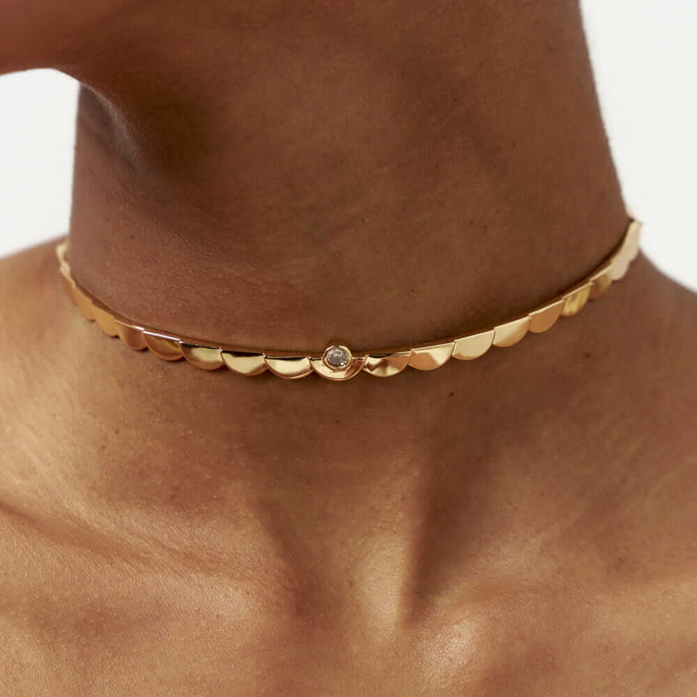 Choker Rígida Sara – em banho ouro 18k – Fina Joias e Semijoias